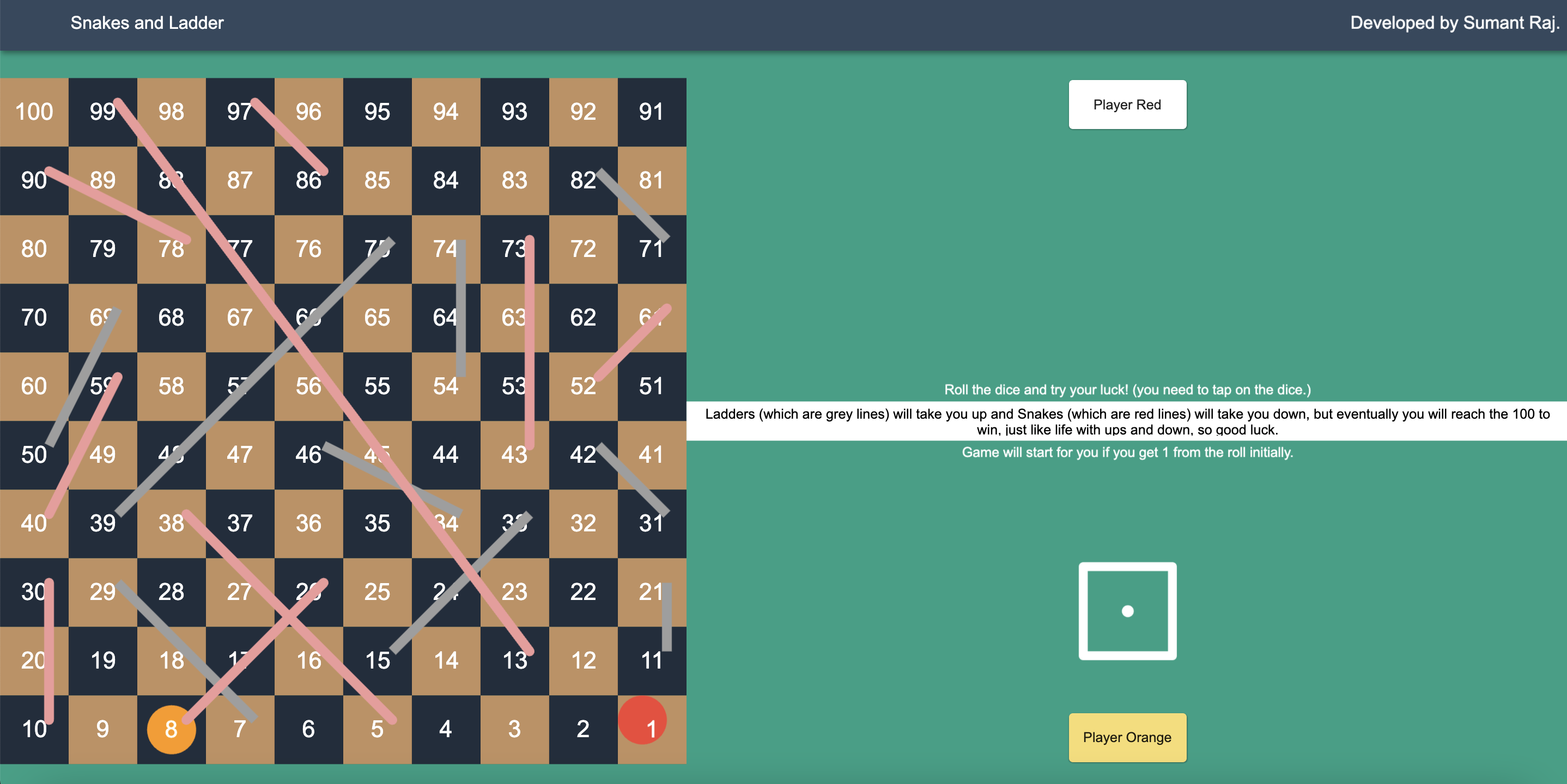 Snakes & Ladders Board Game In Flutter Web. - GeekyAnts